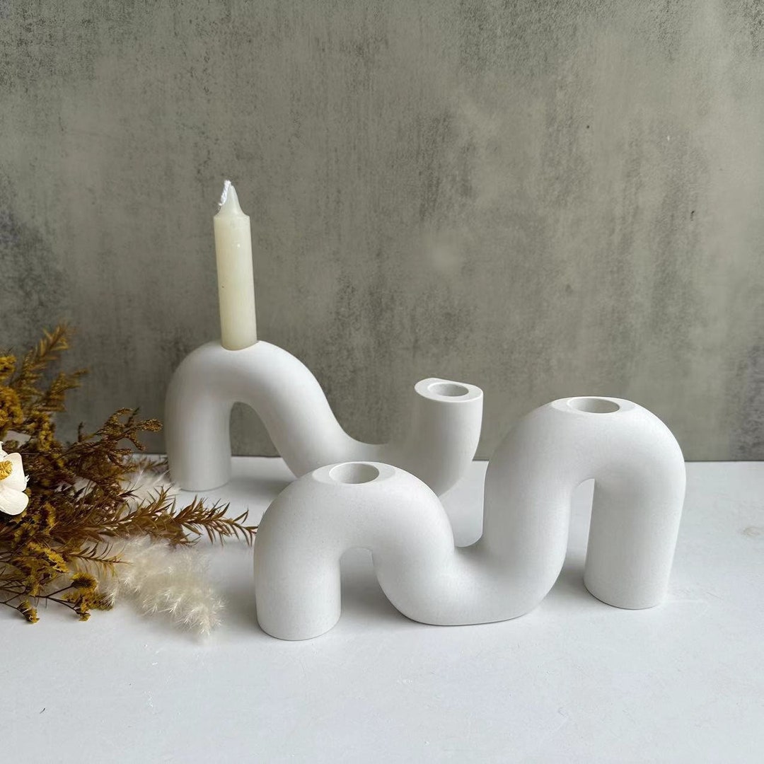 Wave Candlestick Silicone Mould, Curve, S Shape, M Shape, Candle Holder ...