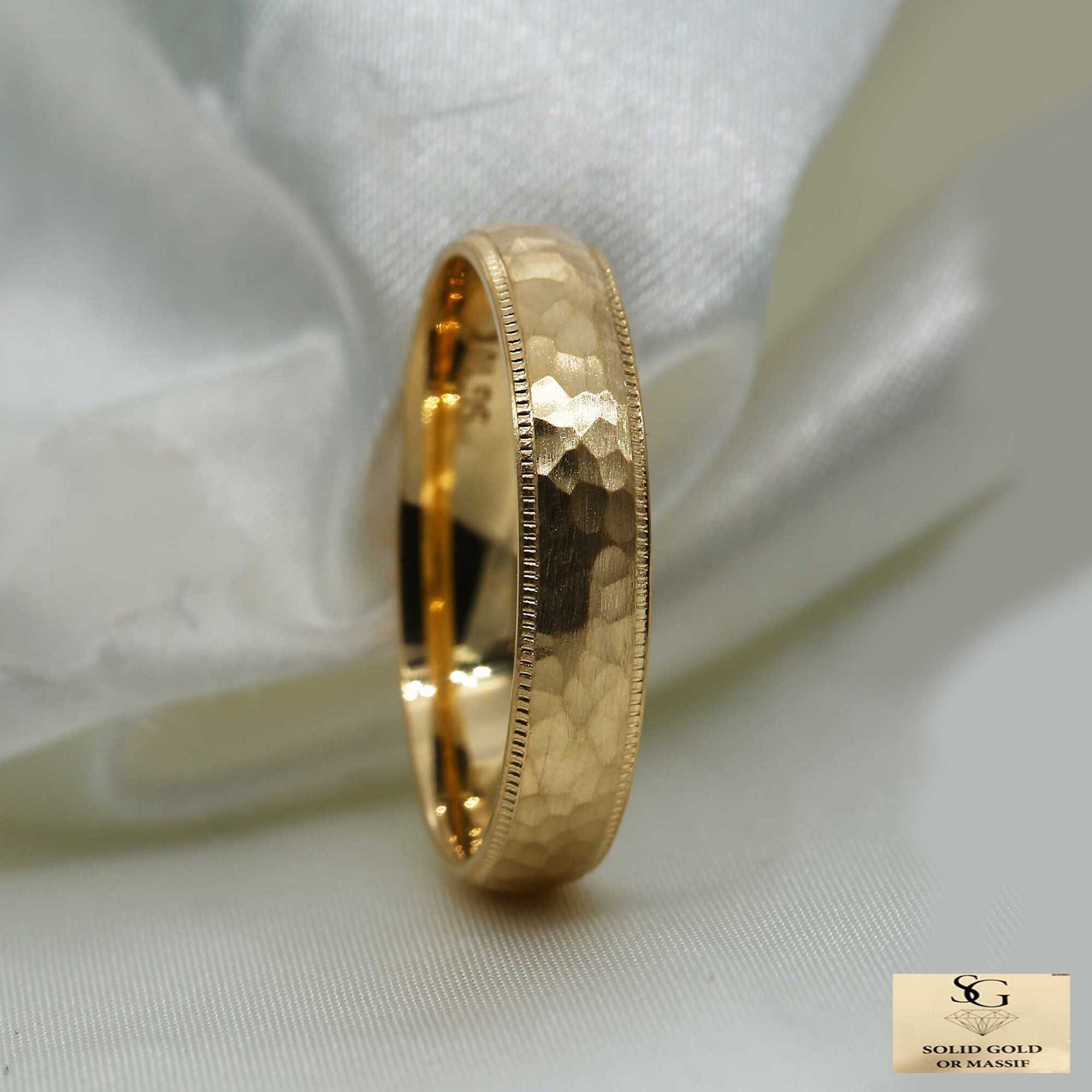 4mm 10K 14K 18K Solid Gold Wedding Band White Yellow or Rose | Etsy