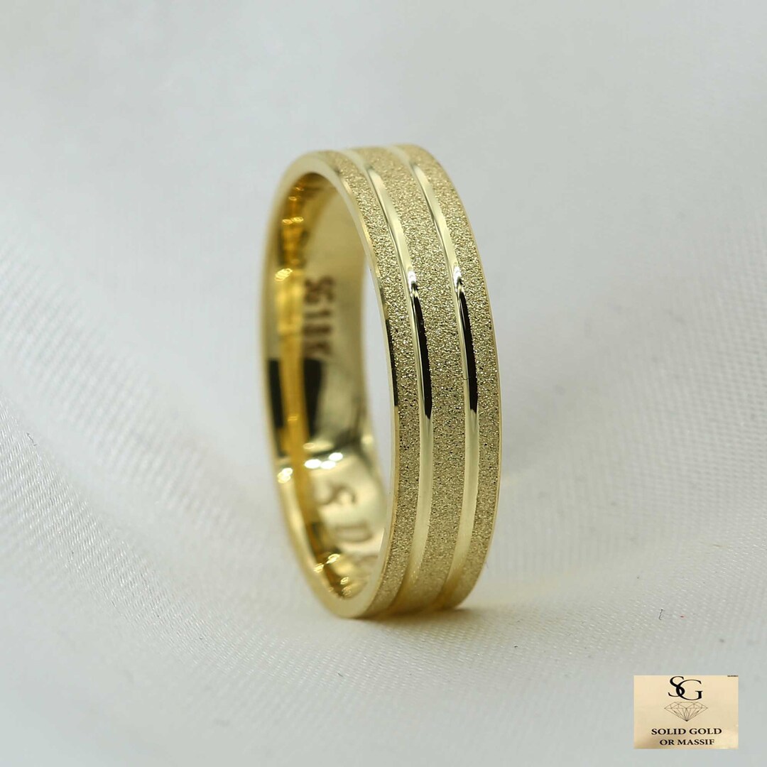 Elegant Solid Gold Wedding Band 10K 14K 18K, His and Hers Rings, White ...