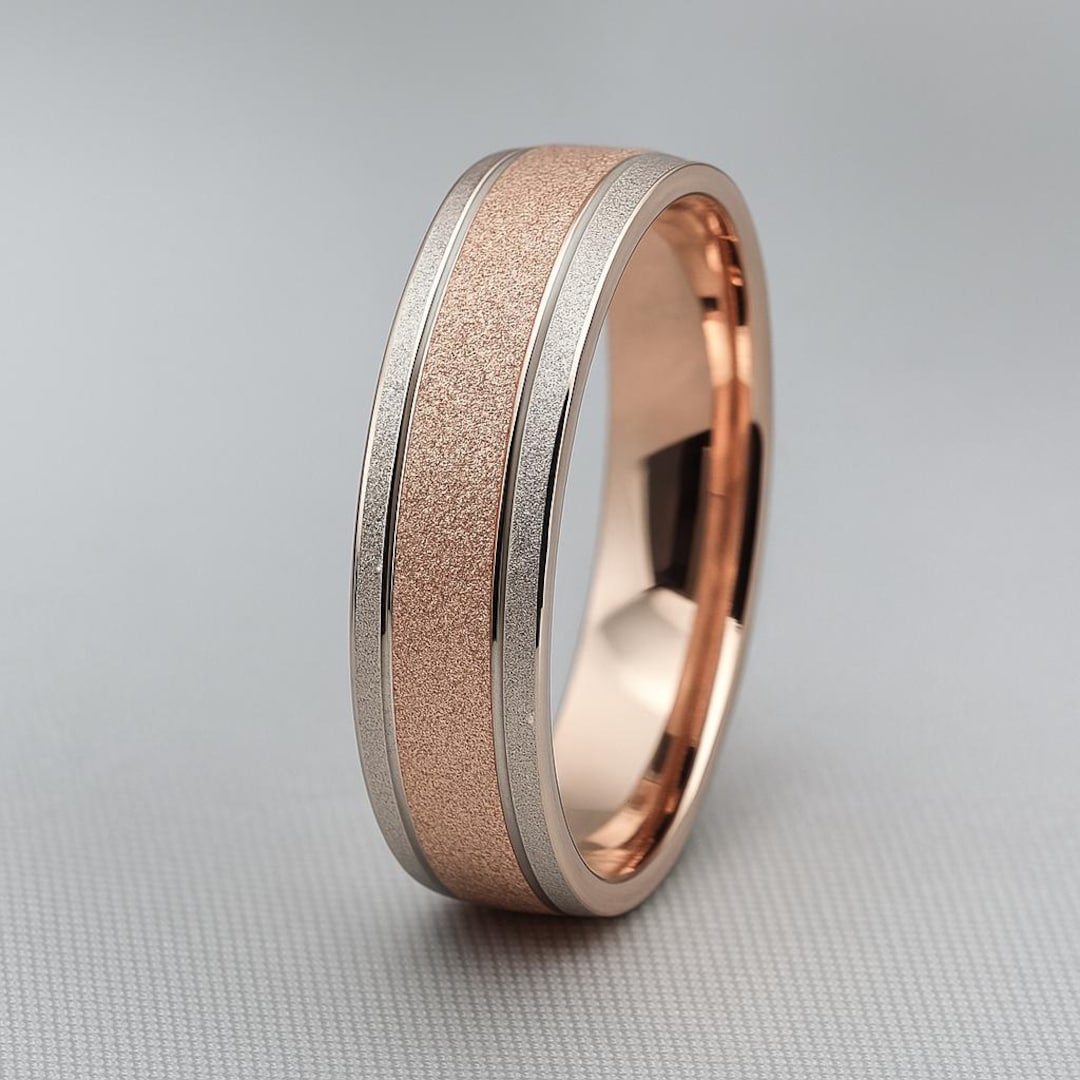 Multi-colour Gold Wedding Ring | 10K 14K 18K | Elegant Two-tone Band ...