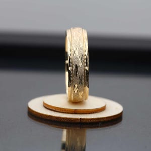 Solid Gold Star Pattern Wedding Band: Handmade 10K 14K 18K Gold, SG006 ...
