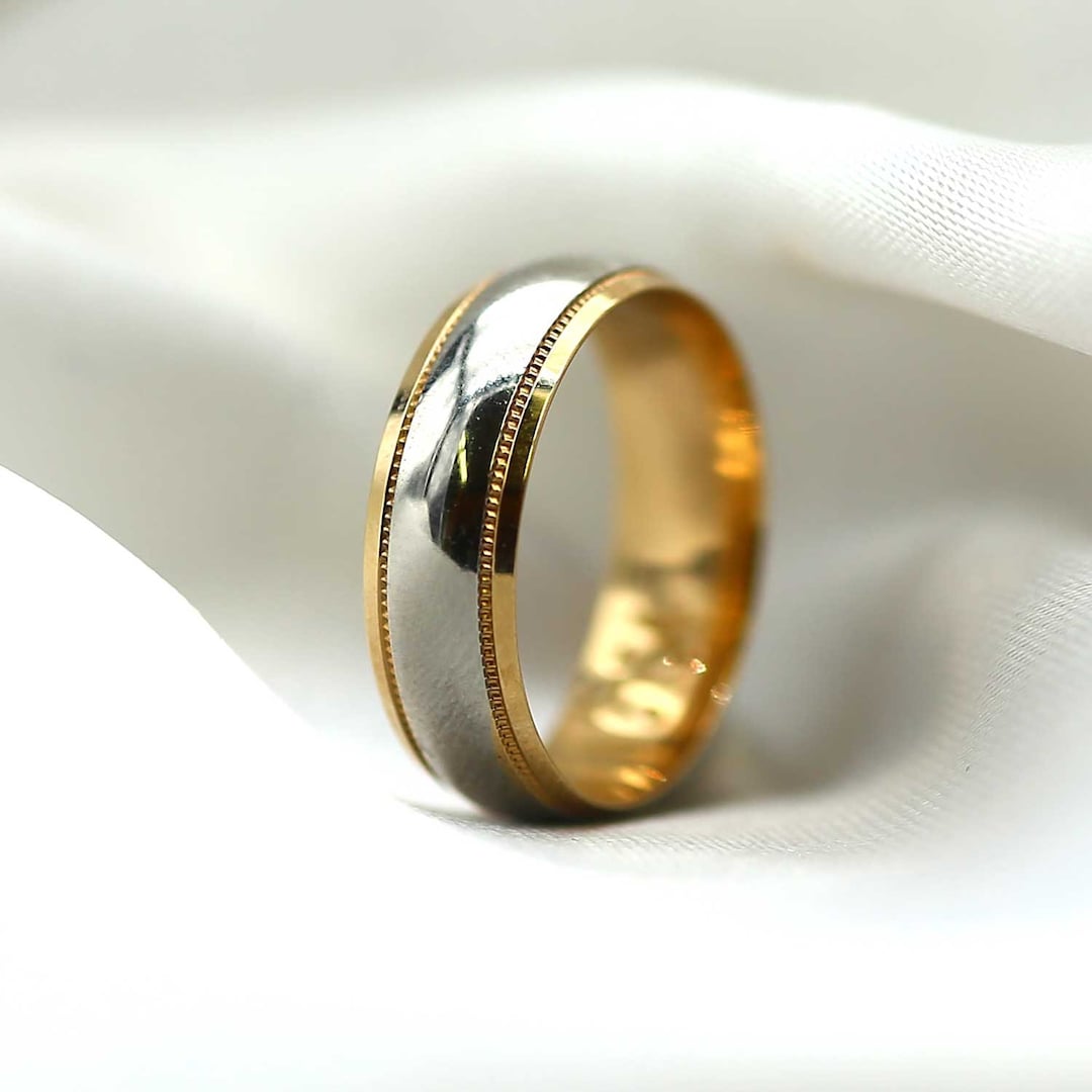 Solid Gold Wedding Band 56mm 10K 14K 18K , White Gold, Yellow Gold ...