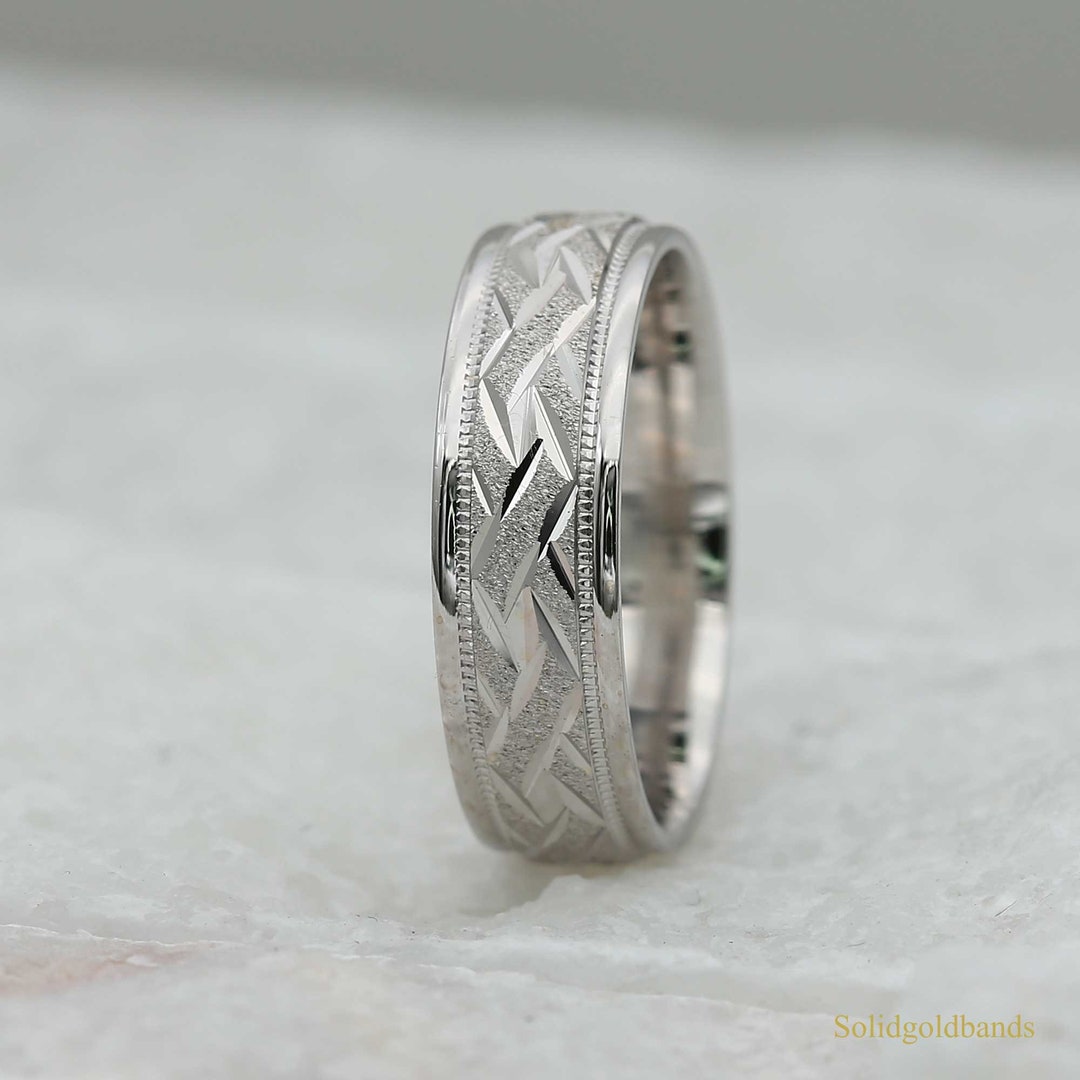 6MM Gold Wedding Band Greek Key 10k 14k 18k Classic Gold Wedding Band ...