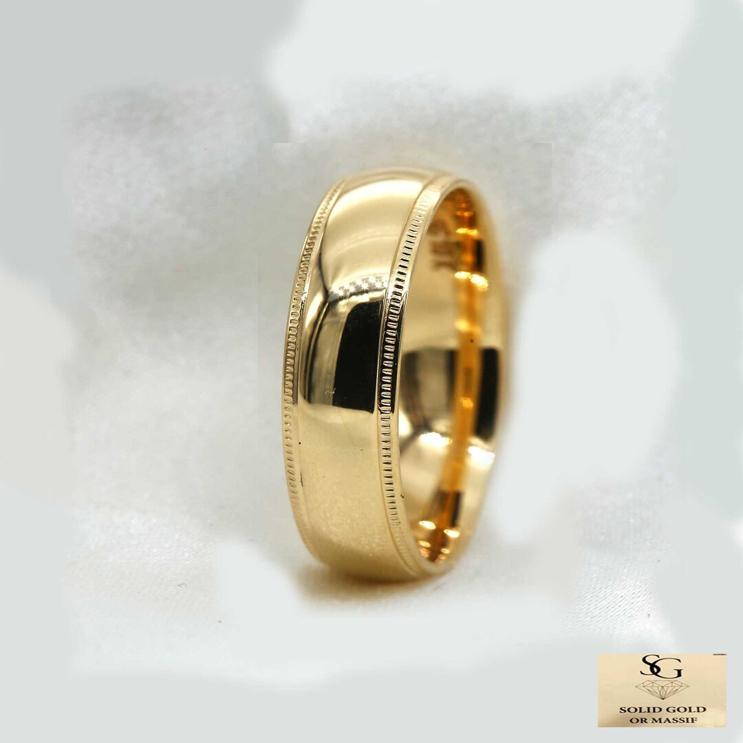 7MM Gold Wedding Band 10K 14K 18K Gold for Men and Women Classic Design ...