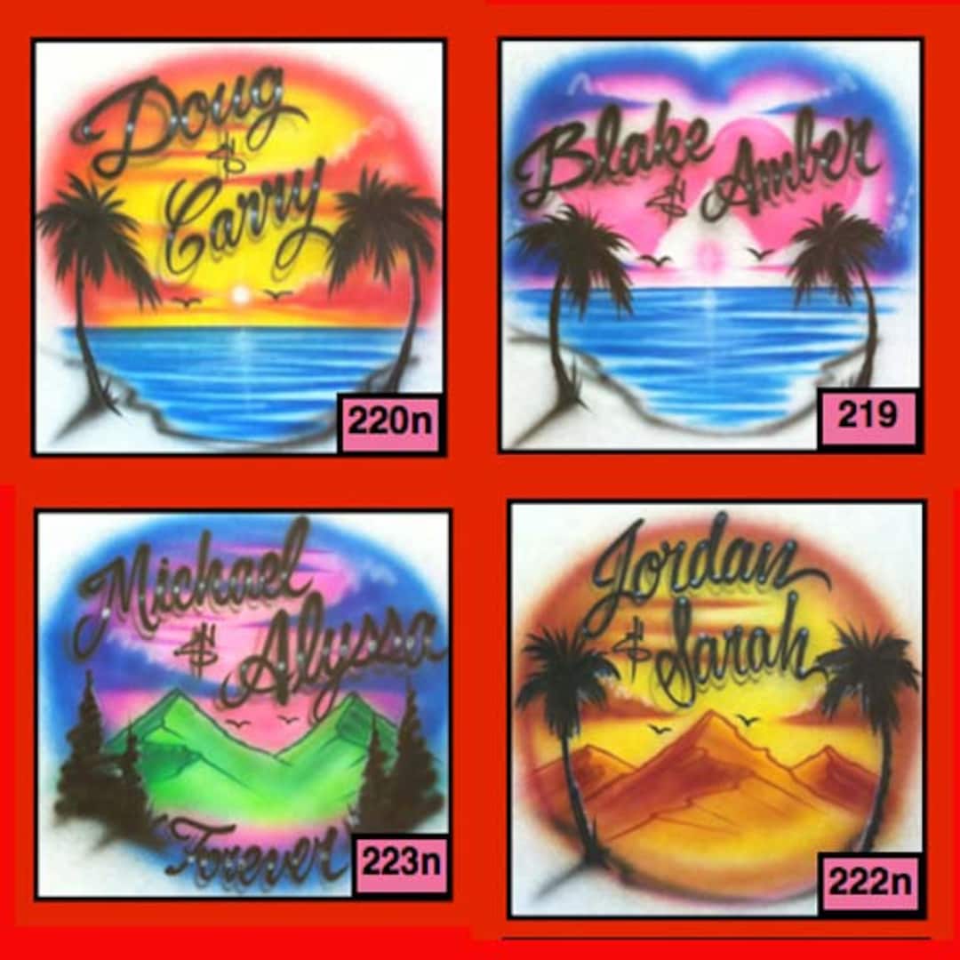 Couples Designs With Custom Names for Adult/child Airbrush T-shirt ...