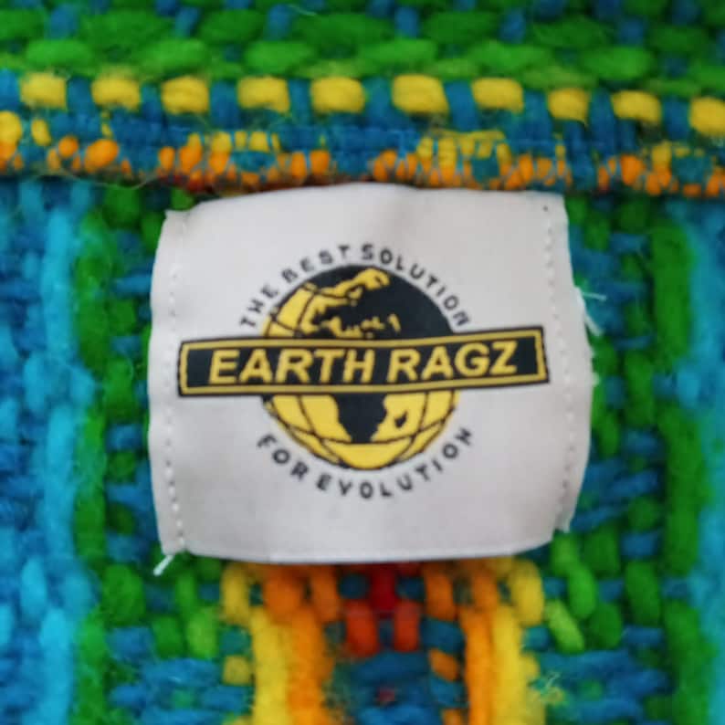 Vintage 90's Rainbow Earth Ragz Ecuador Made 100% Wool Lightweight Full ...