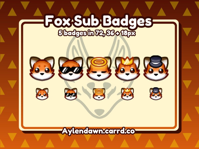 Fox Kitsune Sub Badges for Twitch bit Badges Twitch Sub Badges Stream Discord Roles - Etsy