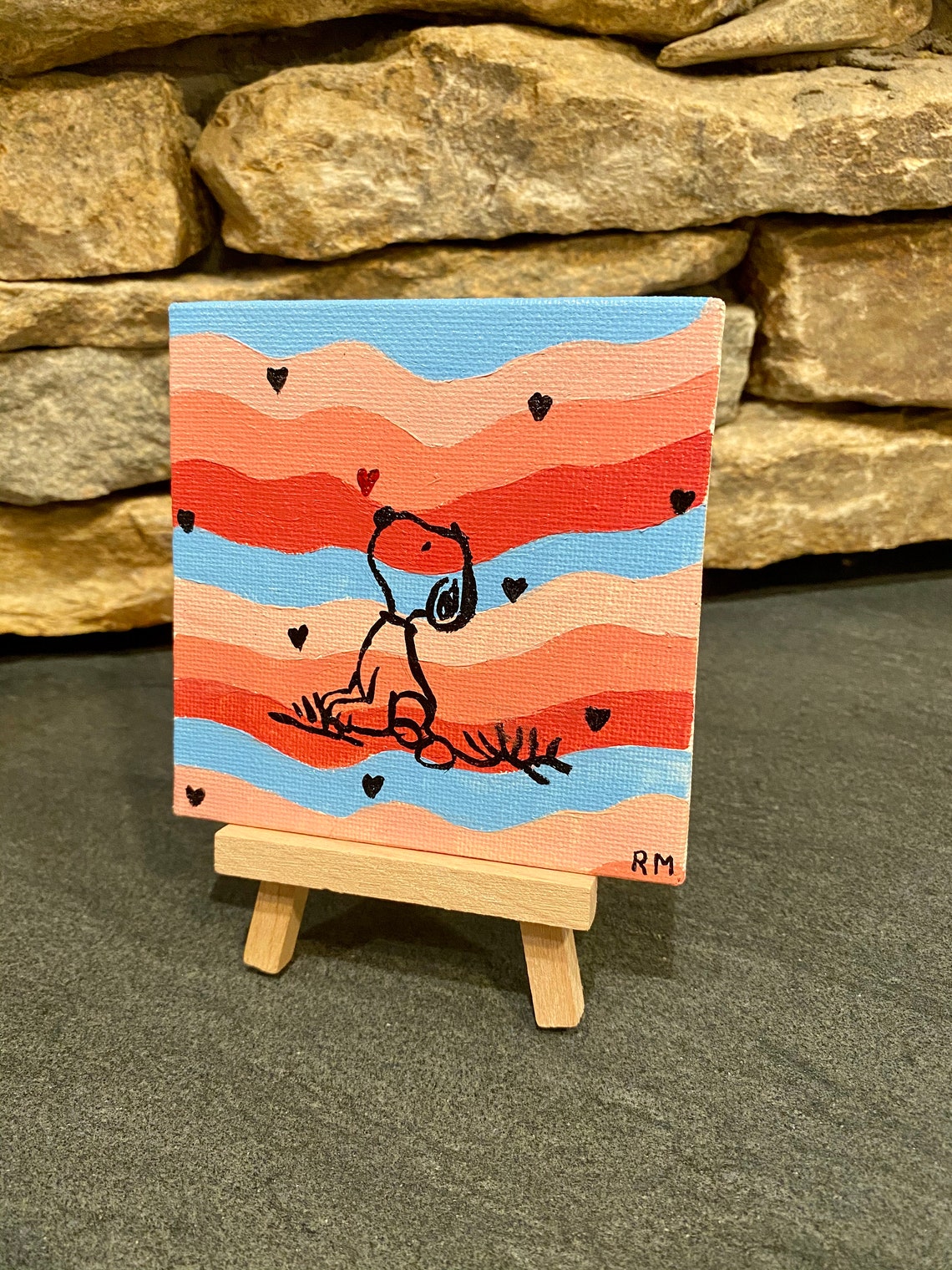 Custom Snoopy Colorful Mini Canvas Painting With Easel - Etsy