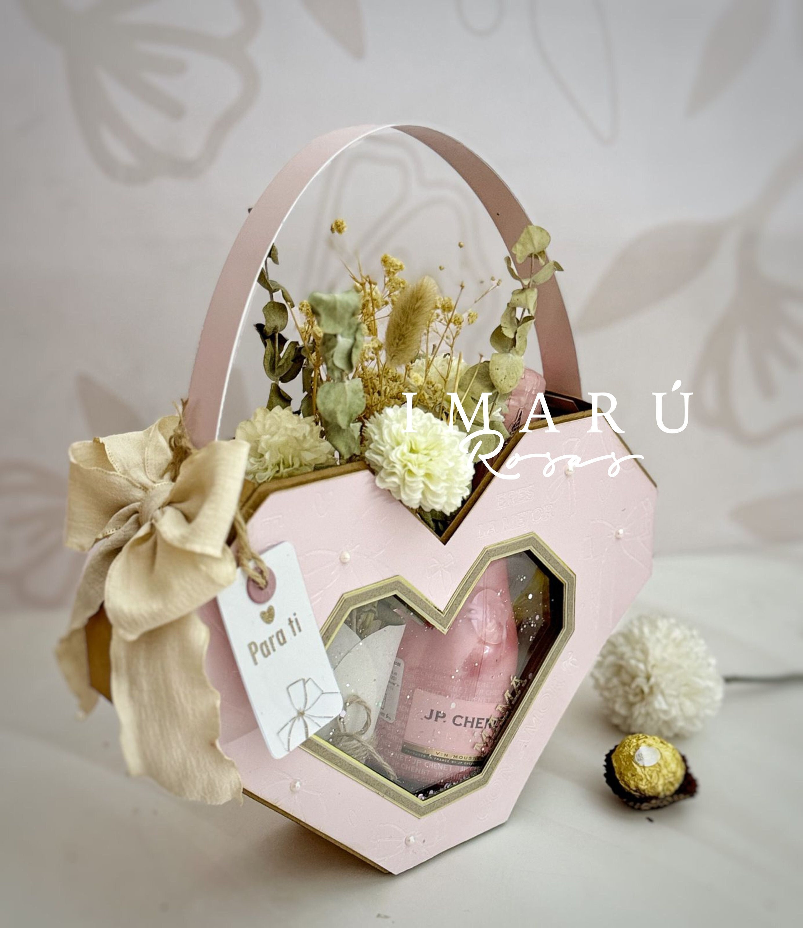 Molde de caja tipo cesta de corazón coquette, INCLUYE TODO el diseño ...