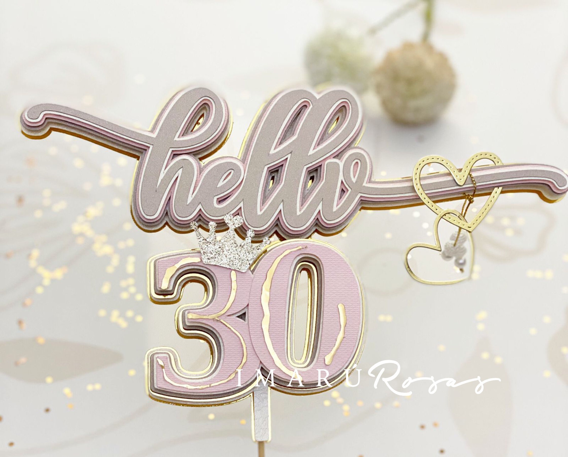 Caketopper Hello 30... Digital Cutting File for Cameo and - Etsy