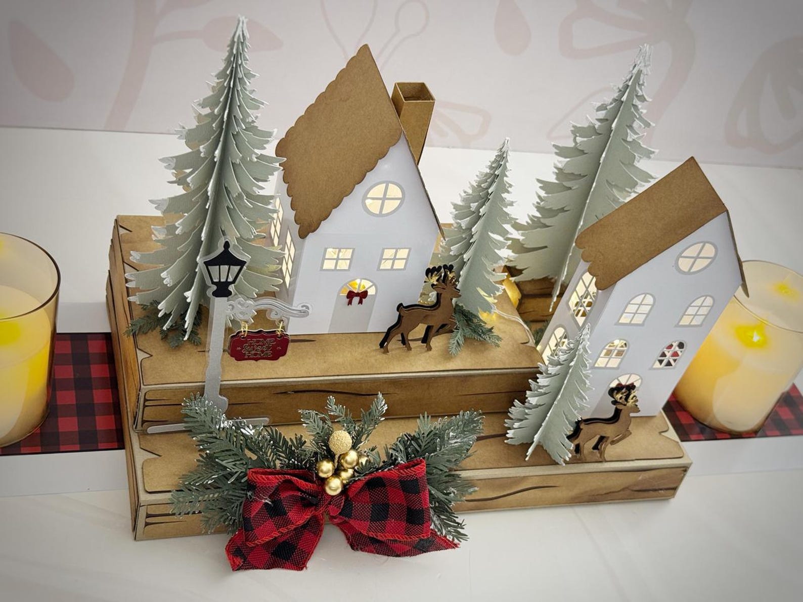 Christmas Village Centerpiece SVG 3D Christmas Decor Template Cricut ...