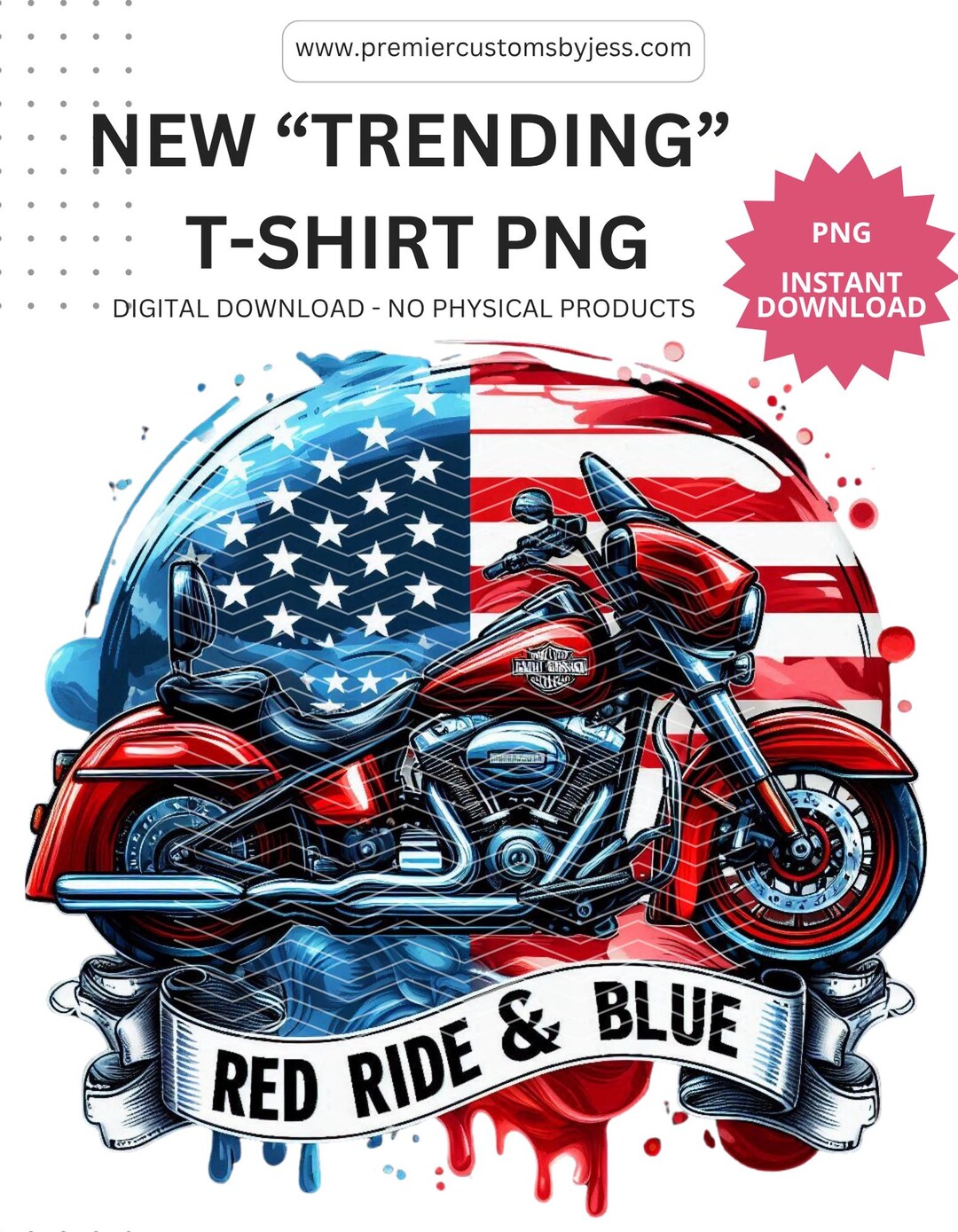 2025 4th of July Motorcycle PNG Retro America Png, USA Fourth of July ...
