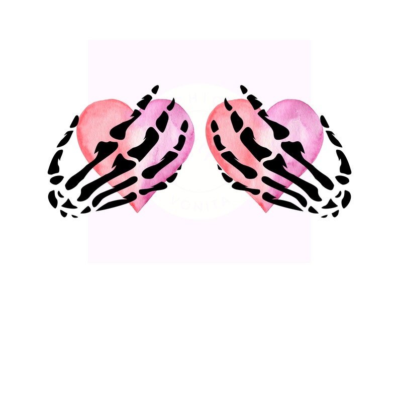 Pink Watercolor Skeleton Boob Hands PNG, Skeleton Hands Sublimation ...