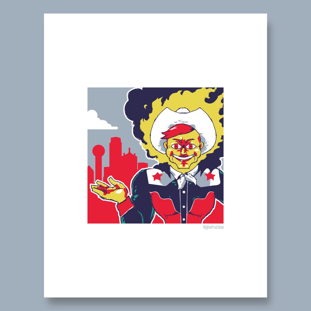 As Big Tex Burns - 11 X 14 Illustration Art Print - Etsy