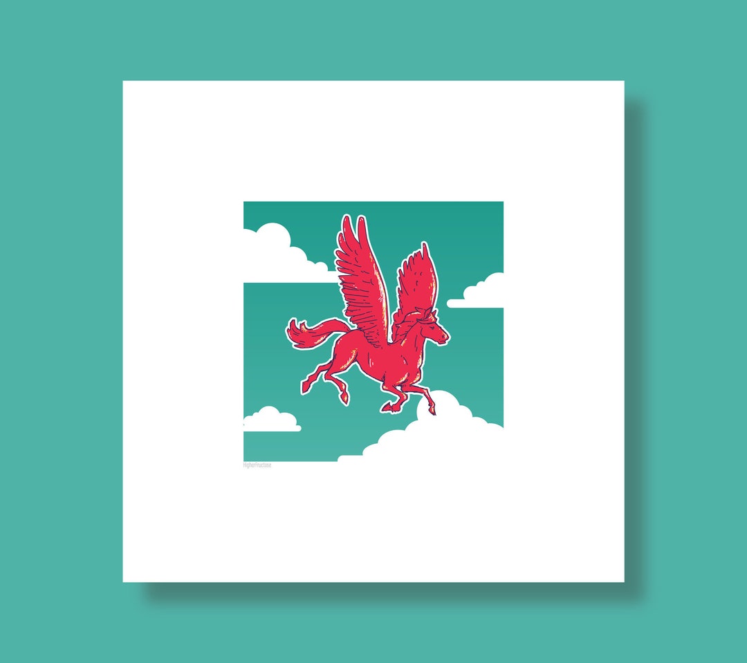 Red Pegasus of Dallas - 8 X 8 Illustration Art Print - Etsy