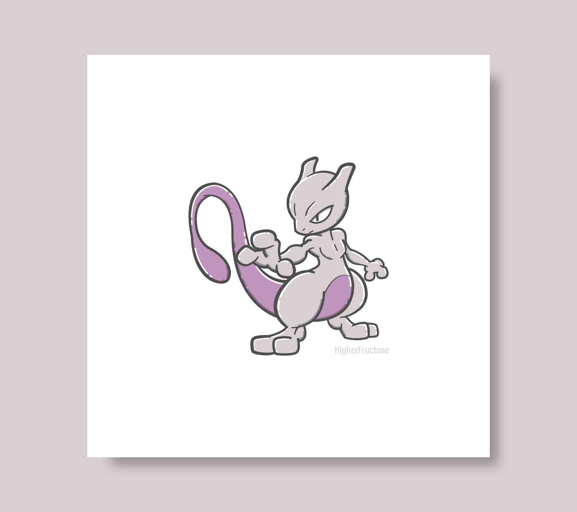Mewtwo 8 x 8 Pokémon Illustration Art Print | Etsy