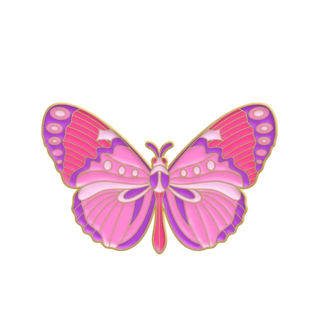 Pink Papillon Enamel Pin - Etsy