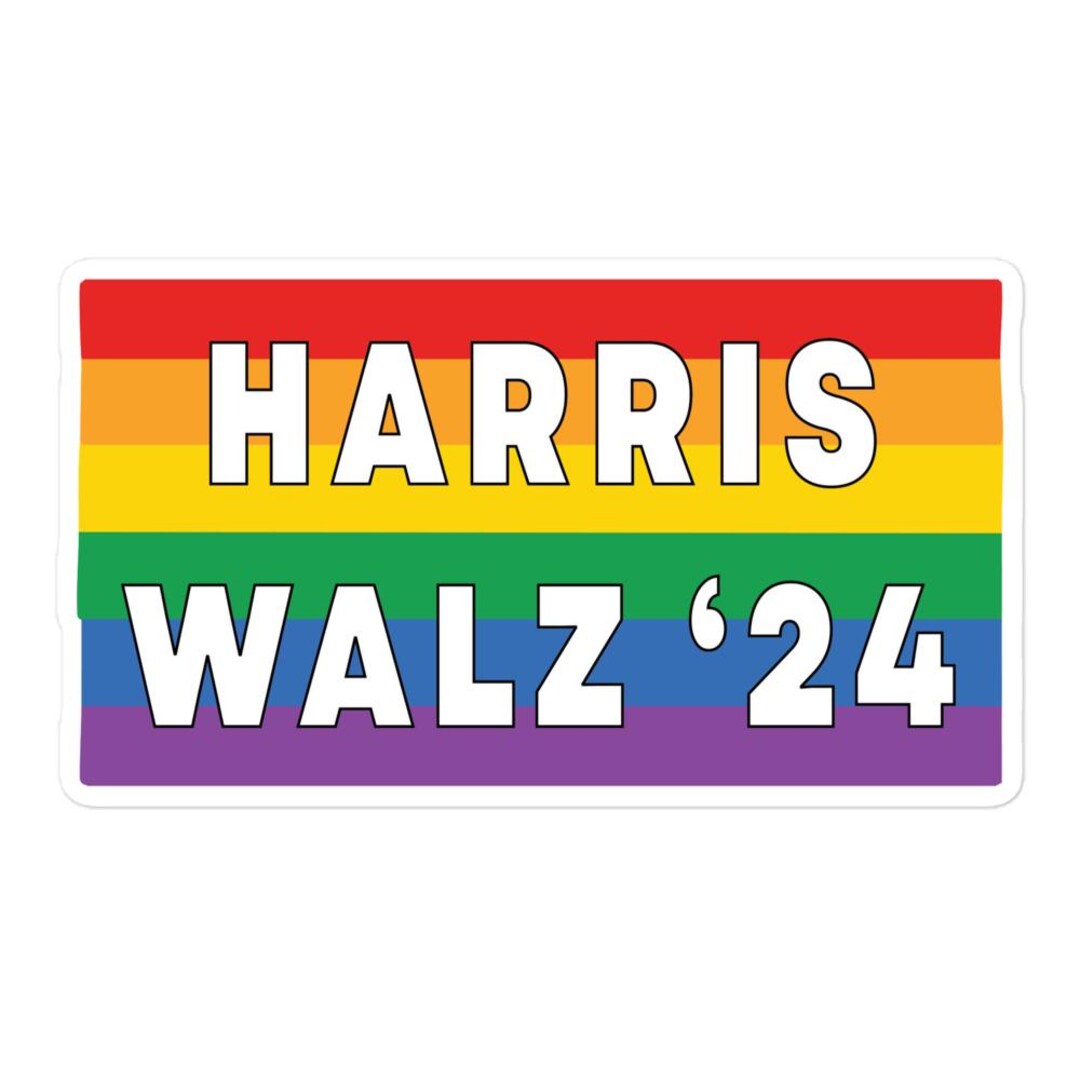 Kamala Harris and Tim Walz 24 Pride Sticker - Political Pride Decal - Etsy