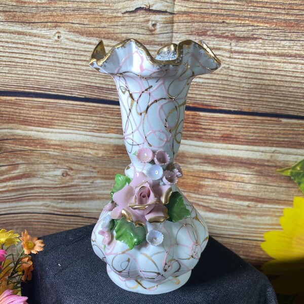 Lefton China Hand Painted Vase - Etsy