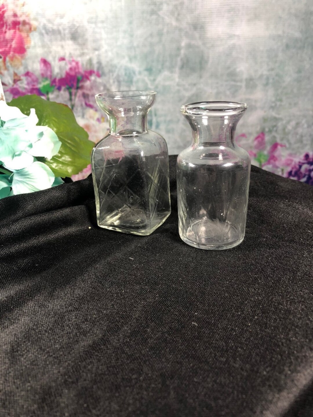 Miniature Decanters Bottles Etched Glass Hand Blown - Etsy