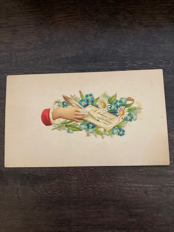 Early 1900s Victorian Style Hand Writing Note With Feather - Etsy
