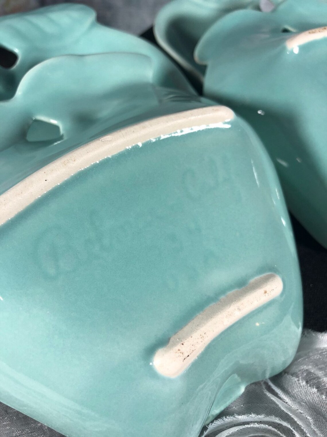 Belmar of California Teal Blue Pottery Apple Dishes Set of Four - Etsy