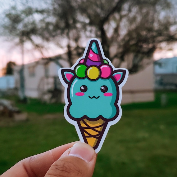 Cute Ice Cream Unicorn Sticker Food Art great for Hydro - Etsy
