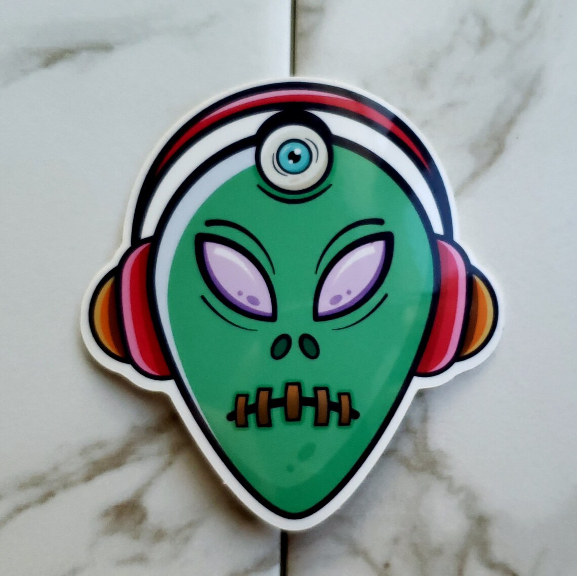 Trippy Alien Vinyl Sticker W/ Headphones | Trippy Designs | Trippy ...