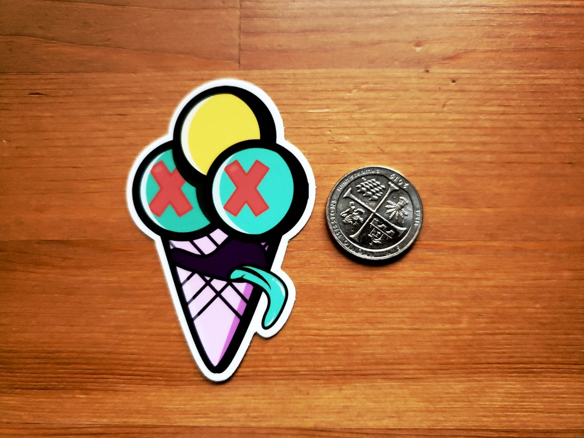 Ice Cream Cone Sticker Ice Scream Trippy Ice Cream Cone Etsy