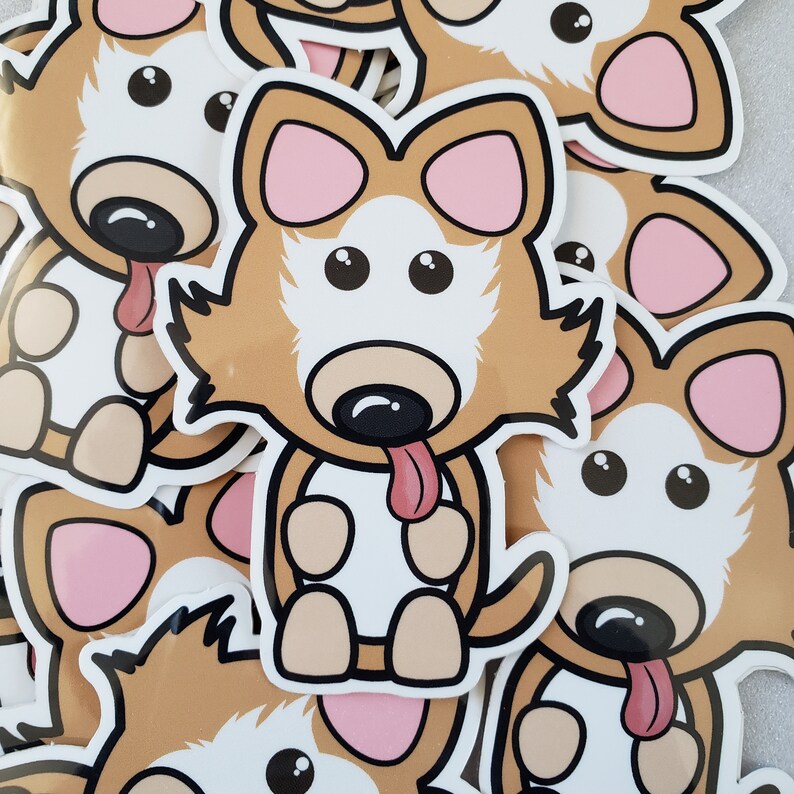 Cute Corgi Sticker Die-cut Vinyl | Fun Sticker | Water Bottle Sticker ...