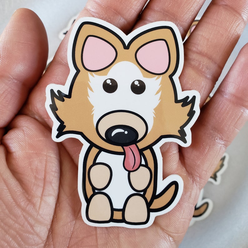 Cute Corgi Sticker Die-cut Vinyl | Fun Sticker | Water Bottle Sticker ...