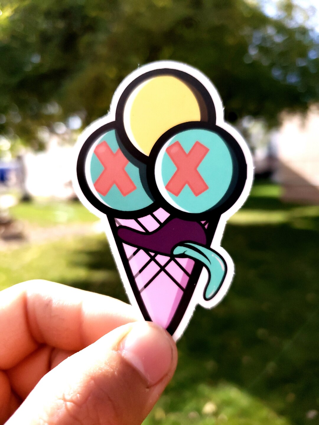 Ice Cream Cone Sticker| Ice Scream | Trippy Ice Cream Cone | Great for ...