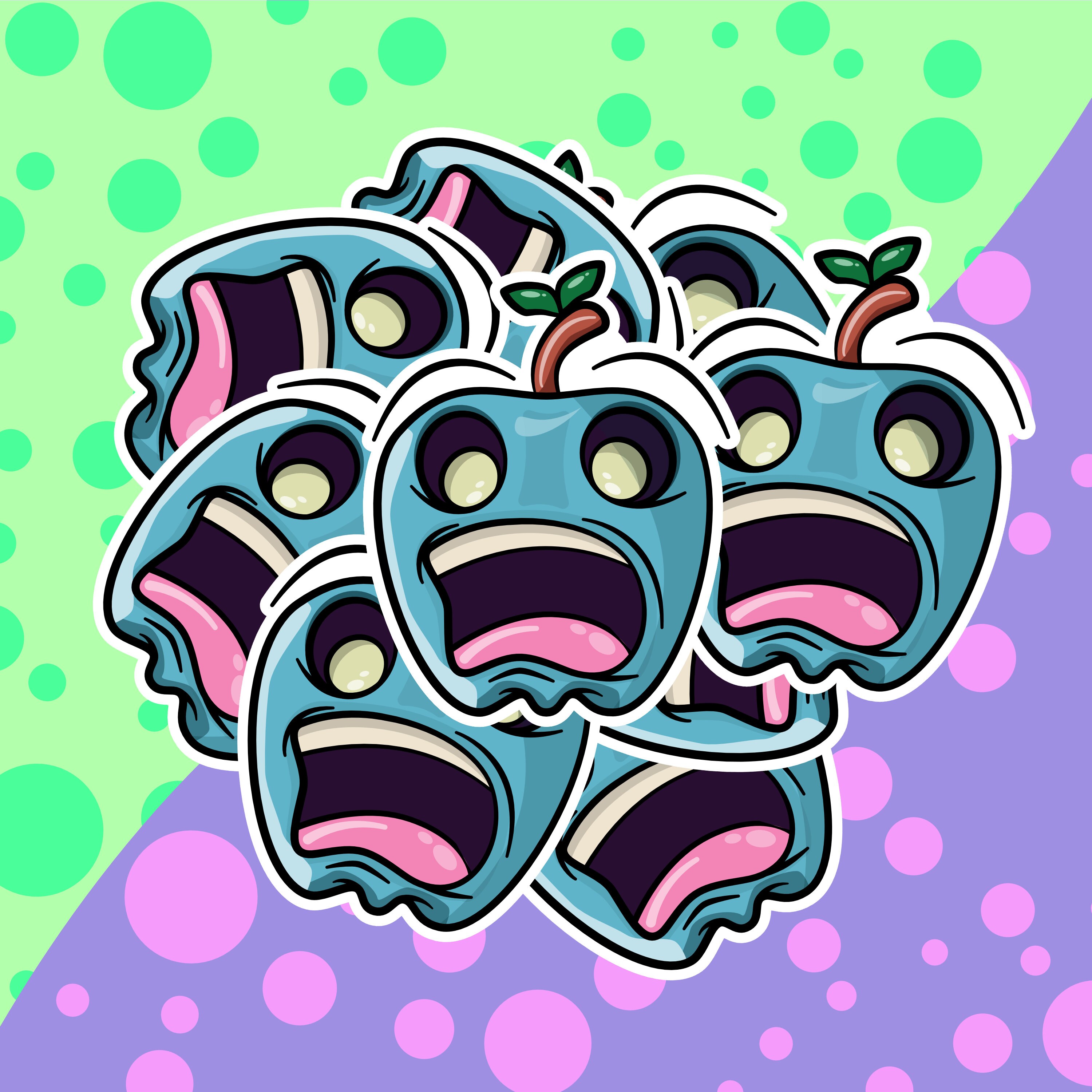 Trippy Screaming Apple Fruit Sticker / Adesivo fruttato / Decalcomania ...