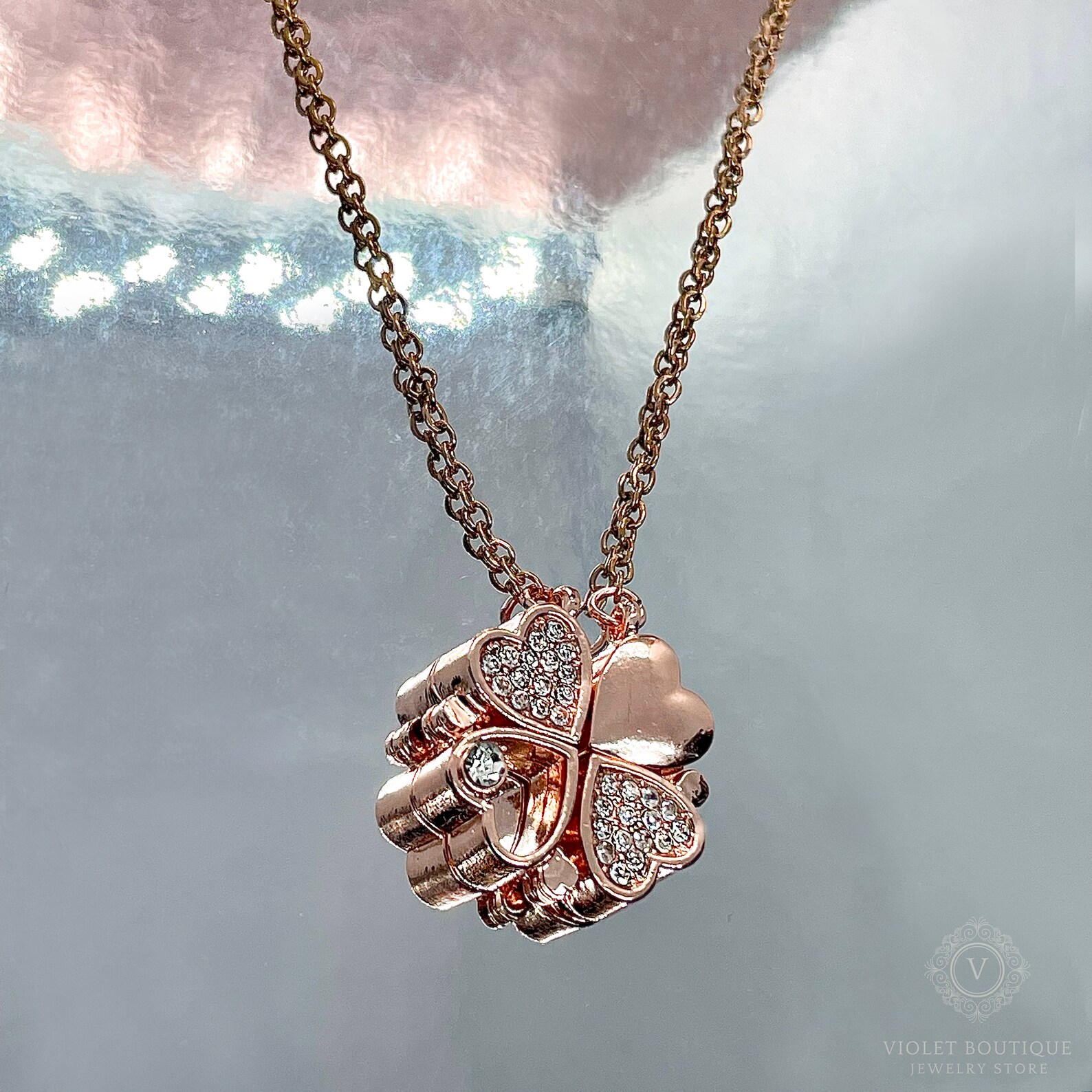 Heart Magnetic Pendant Necklace for Women Chain Jewel 4 Leaf - Etsy