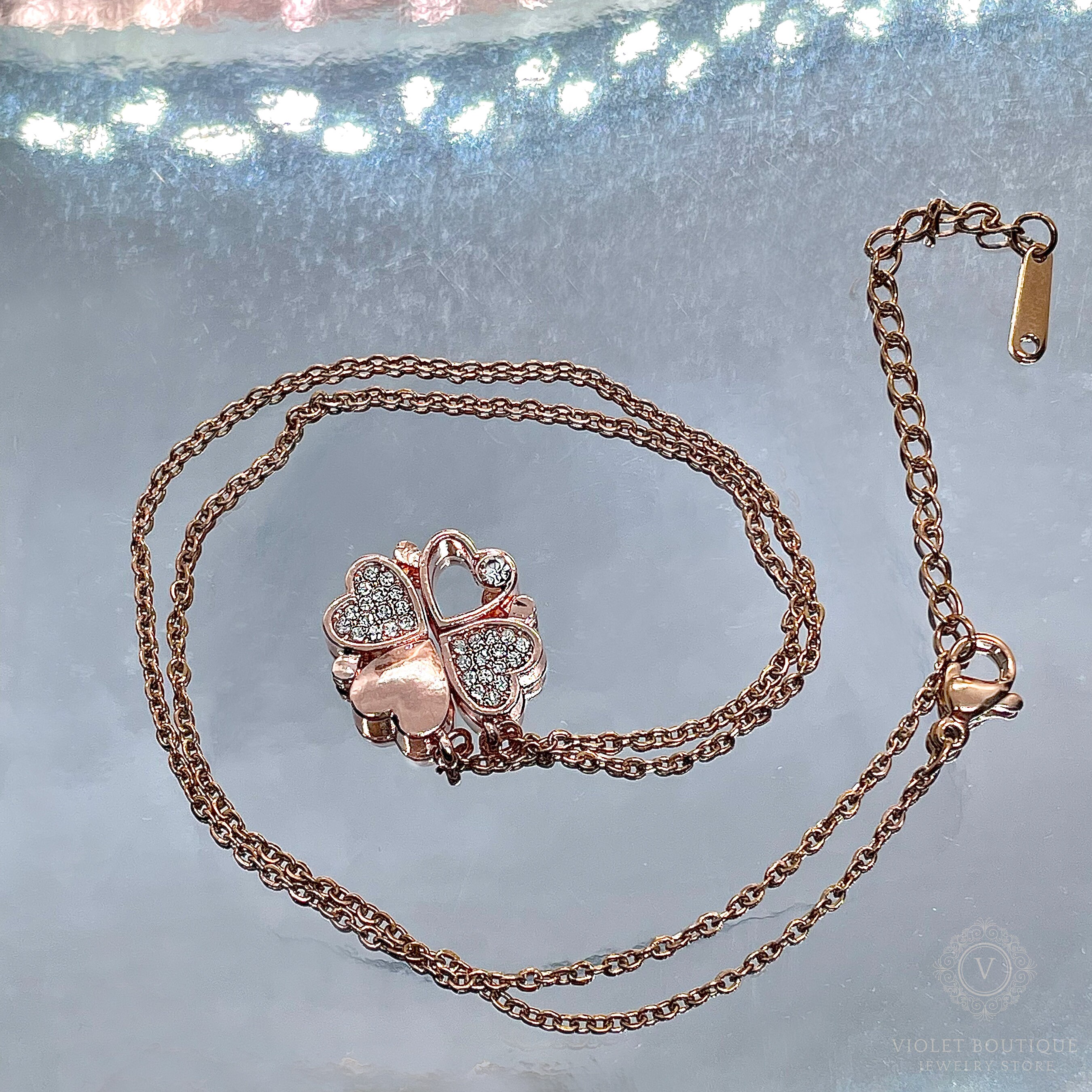 Heart Magnetic Pendant Necklace for Women Chain Jewel 4 Leaf - Etsy