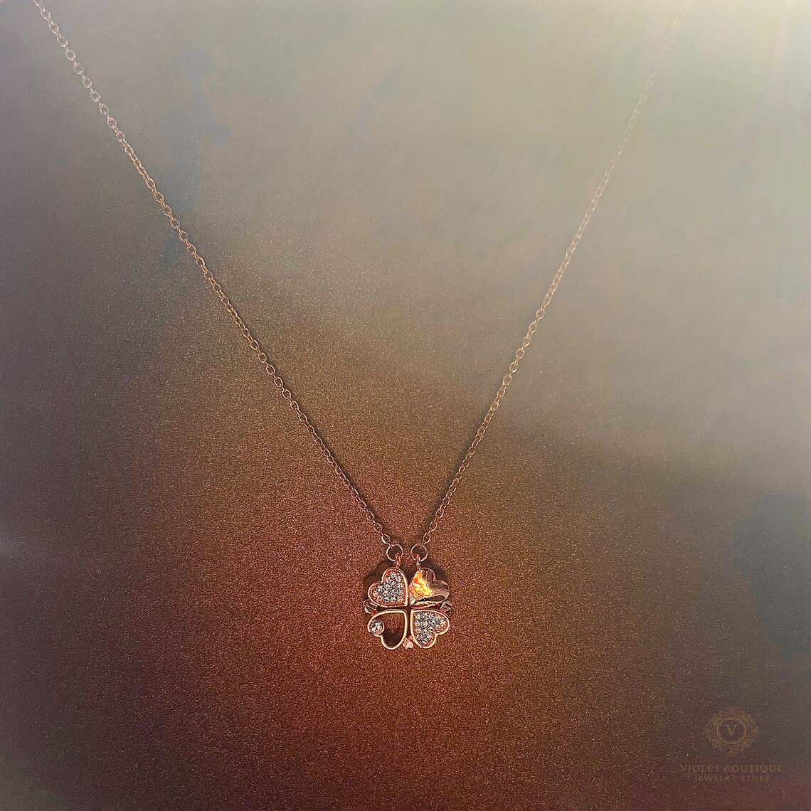 Heart Magnetic Pendant Necklace for Women Chain Jewel 4 Leaf - Etsy