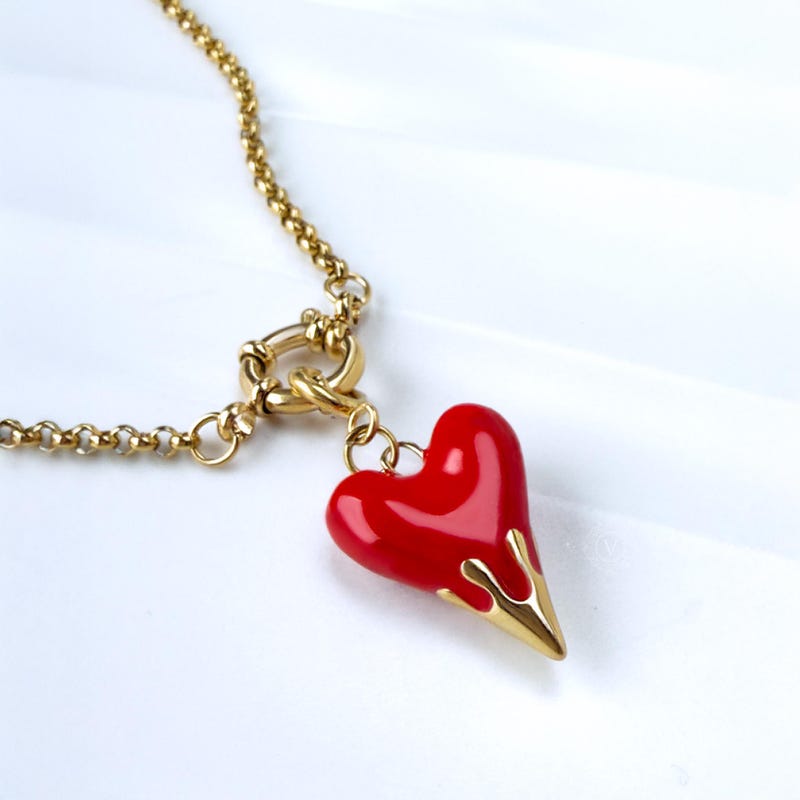 Red Heart Necklace - Etsy