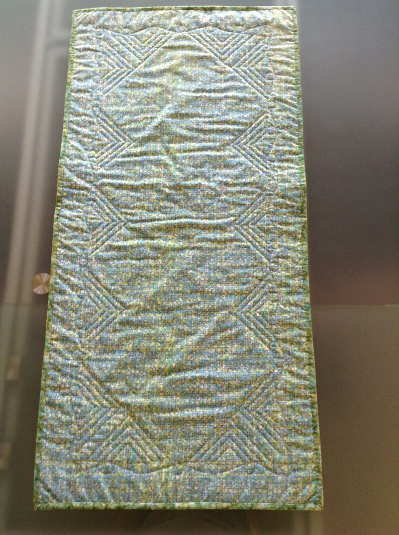 Quilted Blue & Green Batik Handmade Table Runner 36 1/2 X 17 3/4 ...
