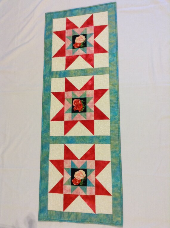 Quilted Star Pattern Handmade Table Runner 42 1/2 X 15 | Etsy