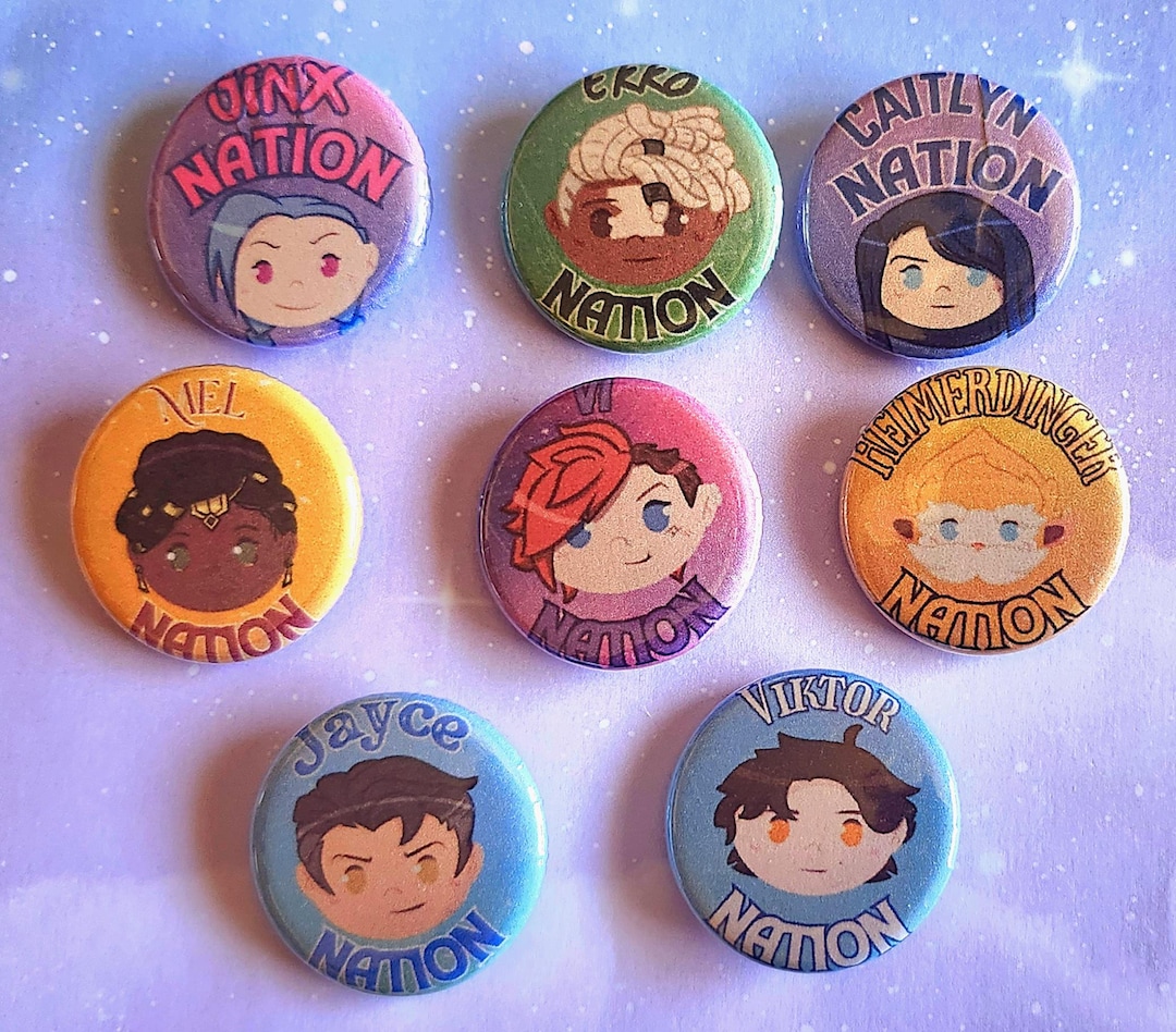 Arcane/league of Legends Handmade Buttons- Jinx, Vi, Ekko, Caitlyn, Mel ...
