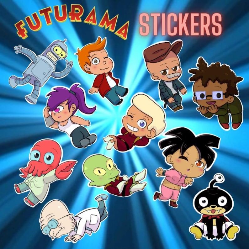 Futurama Chibi Stickers – Handmade Glossy Vinyl Die-cut Stickers - Etsy