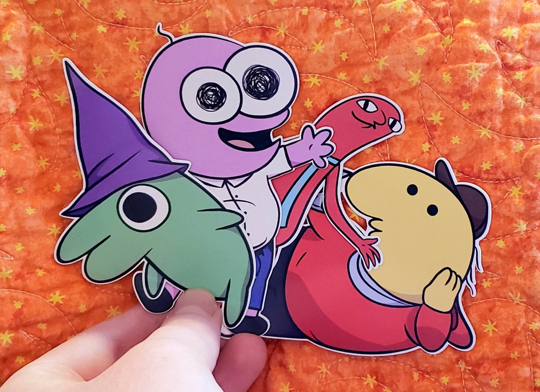 Smiling Friends Group Handmade Stickers Pim, Charlie, Alan, and Glep ...