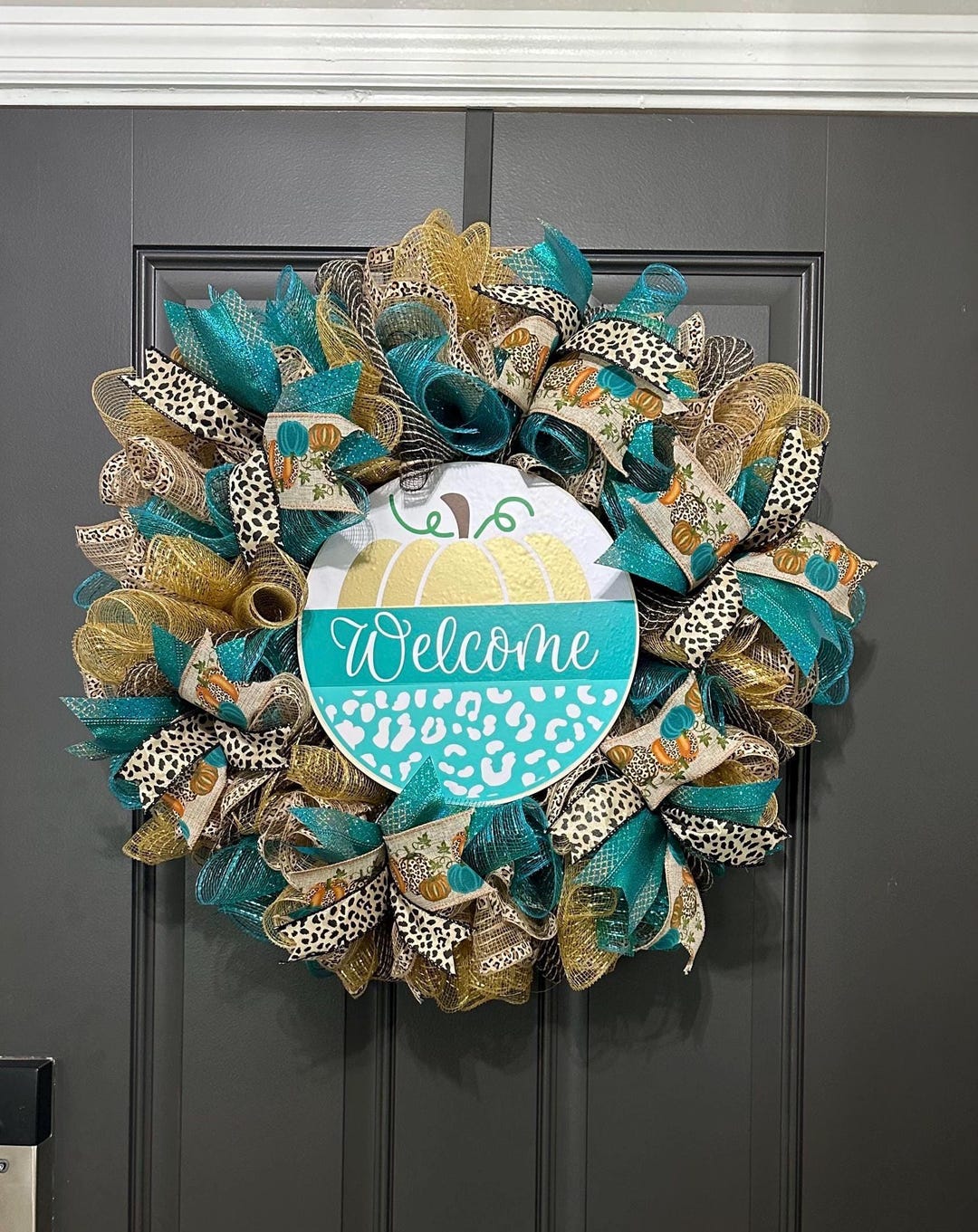 Vibrant Fall Cheetah Print Welcome Wreath - Etsy