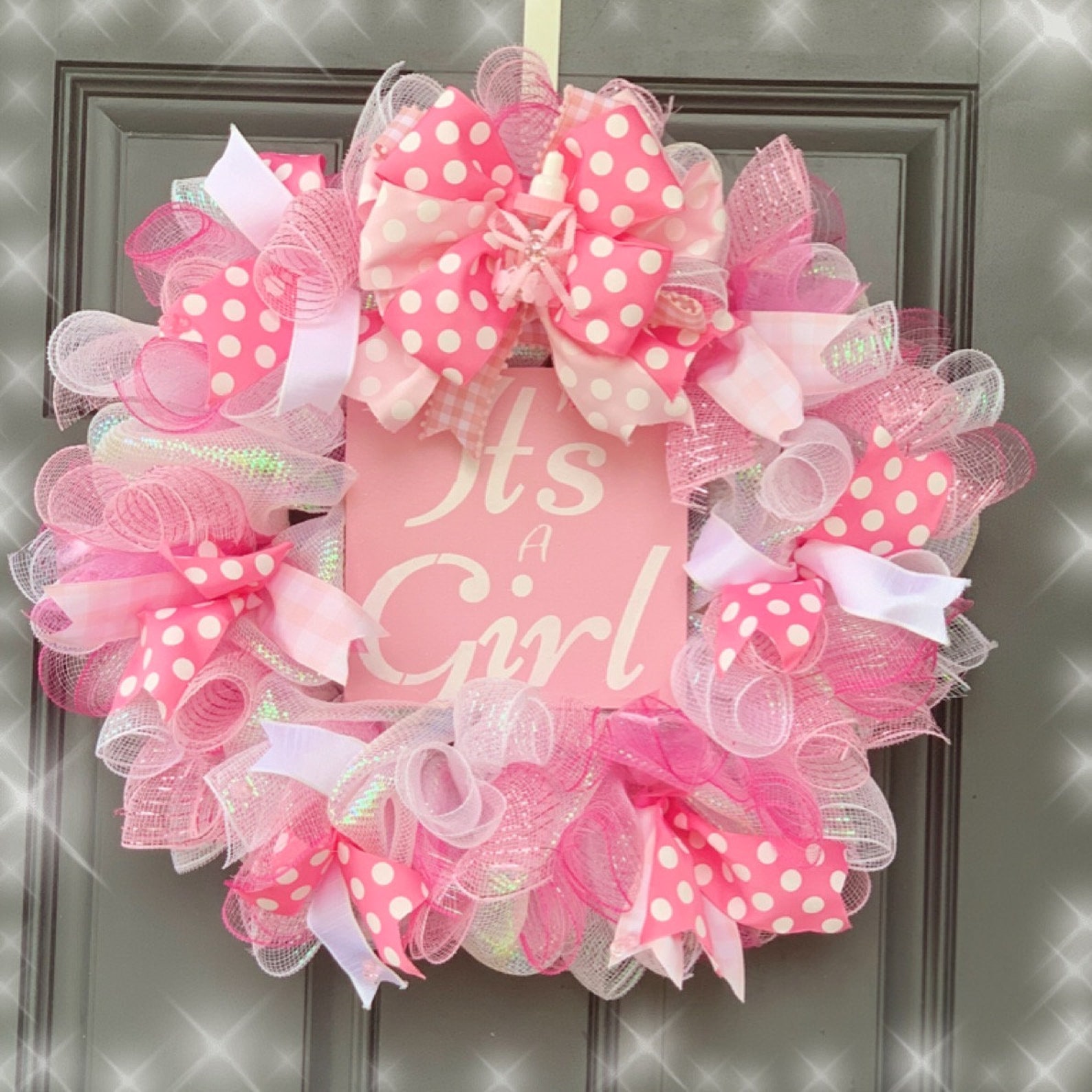 Its A Girl Deco Mesh Wreath | Etsy