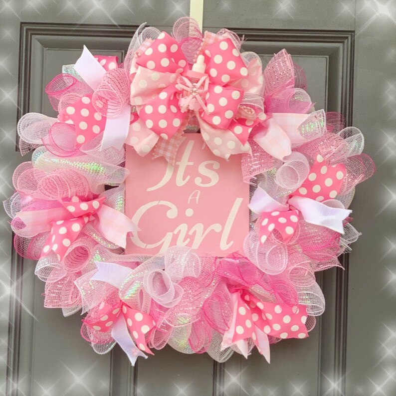 Its A Girl Deco Mesh Wreath - Etsy