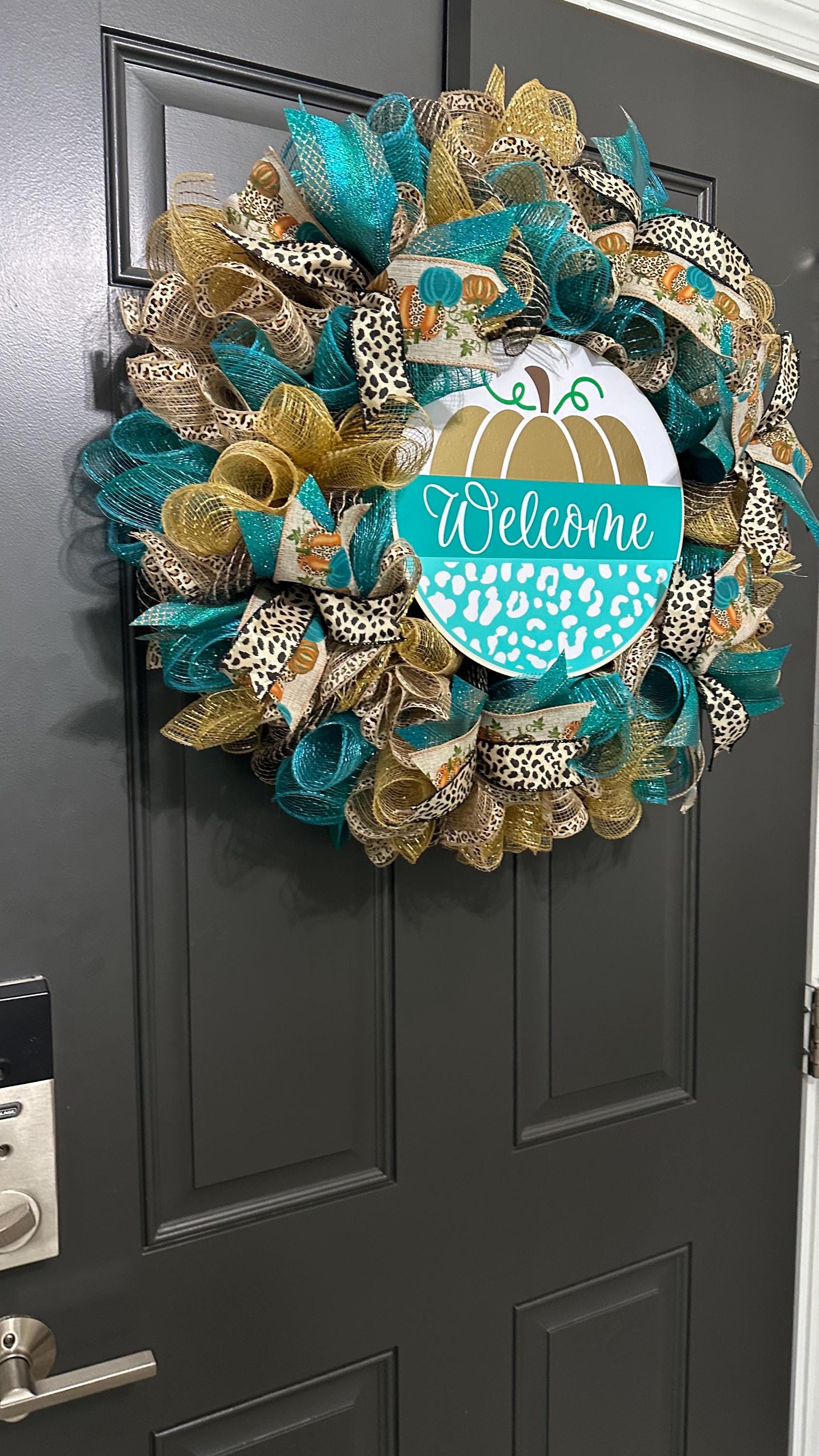 Vibrant Fall Cheetah Print Welcome Wreath - Etsy