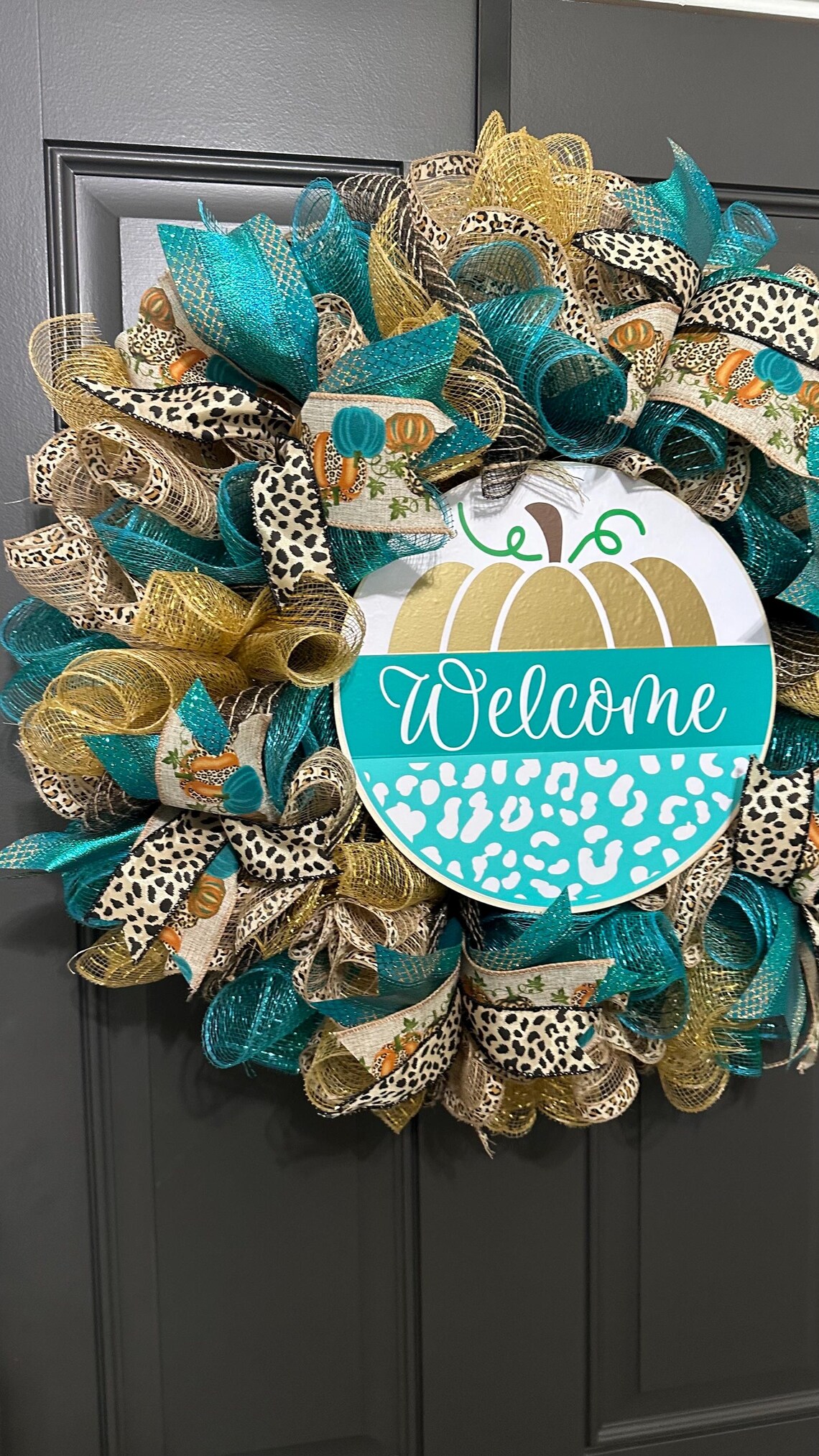 Vibrant Fall Cheetah Print Welcome Wreath - Etsy