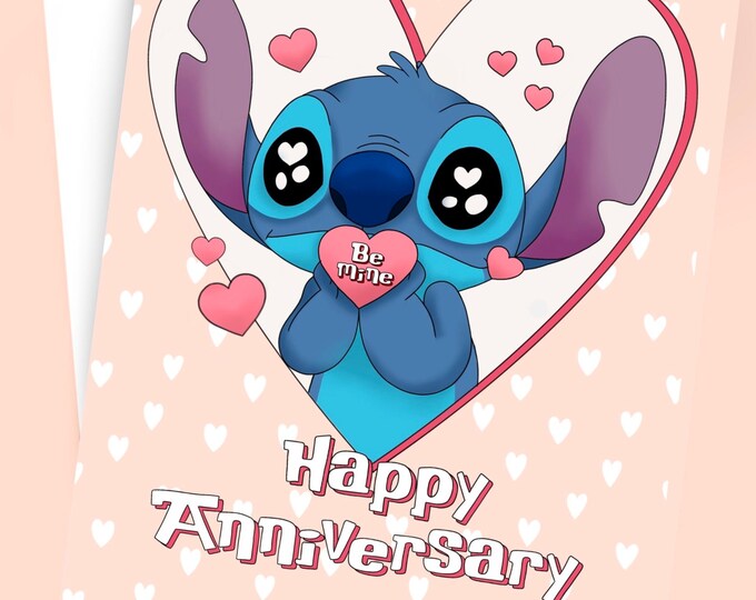 Disney Stitch “be Mine” Happy Anniversary Card, Lilo & Stitch, Disney ...