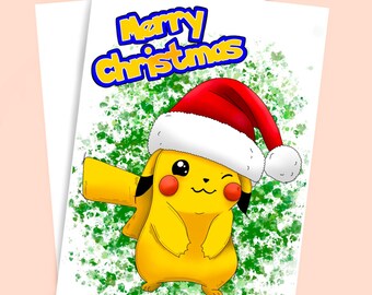 Pikachu Christmas Card - Etsy UK