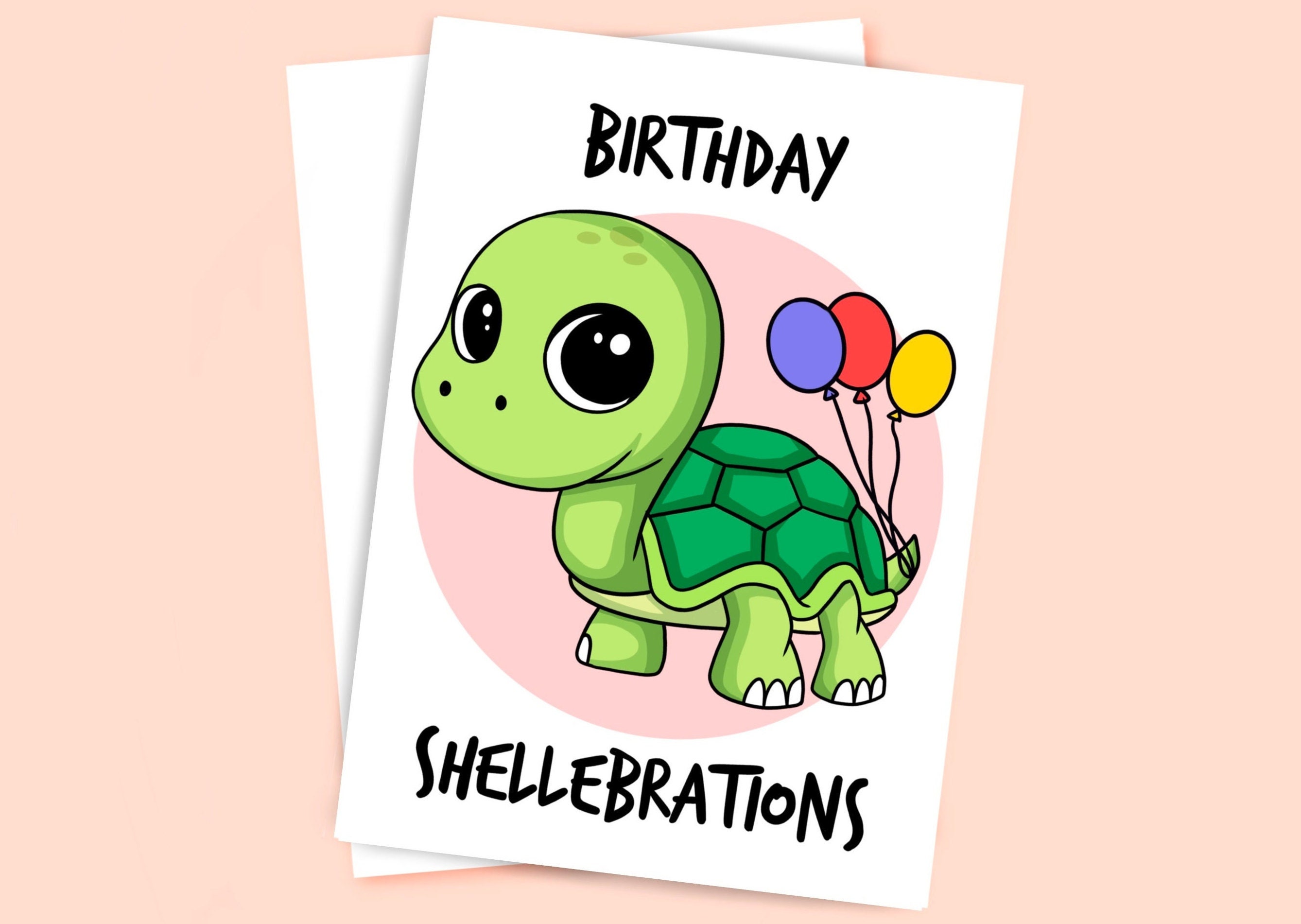 Turtle Animal Pun Birthday Card, Birthday Shellebrations, Happy ...